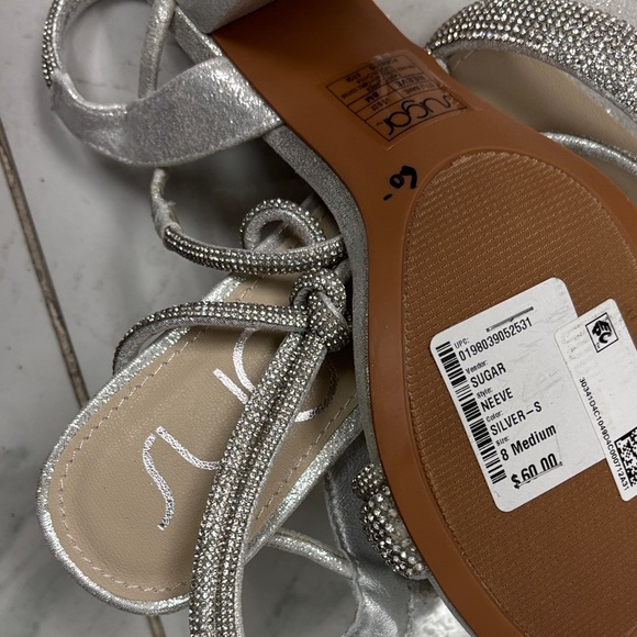 Sugar | Shoes | Sugar Silver Strappy Sandals With Rhinestone Detailing ...